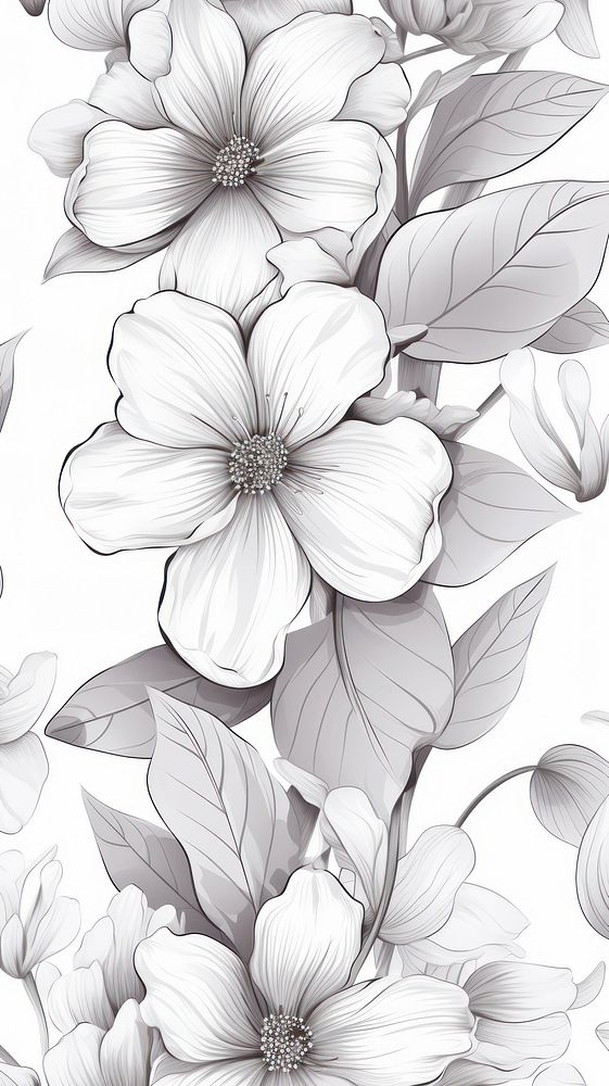 Spring flowers pattern drawing sketch. | Free Photo Illustration - rawpixel