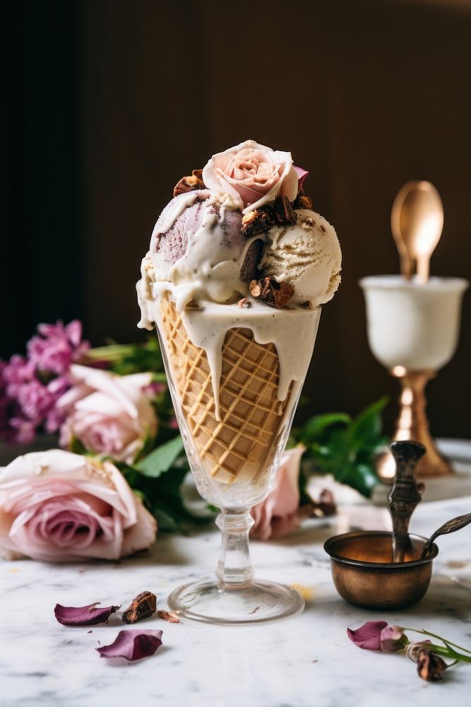 Ice cream dessert sundae table. | Premium Photo - rawpixel