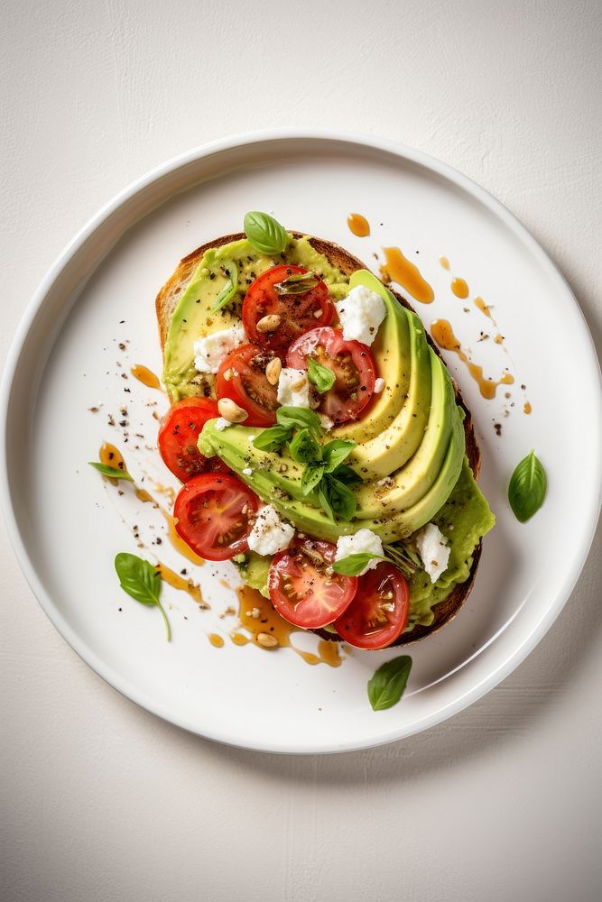 Avocado toast plate tomato food. | Free Photo - rawpixel