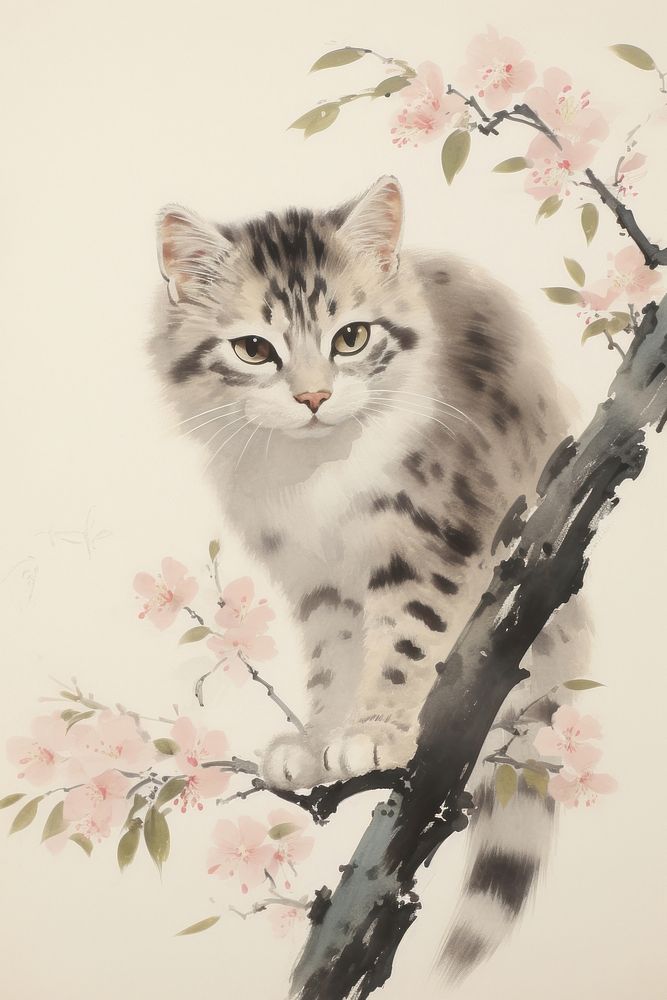Chinese traditional painting cat animal | Free Photo Illustration ...