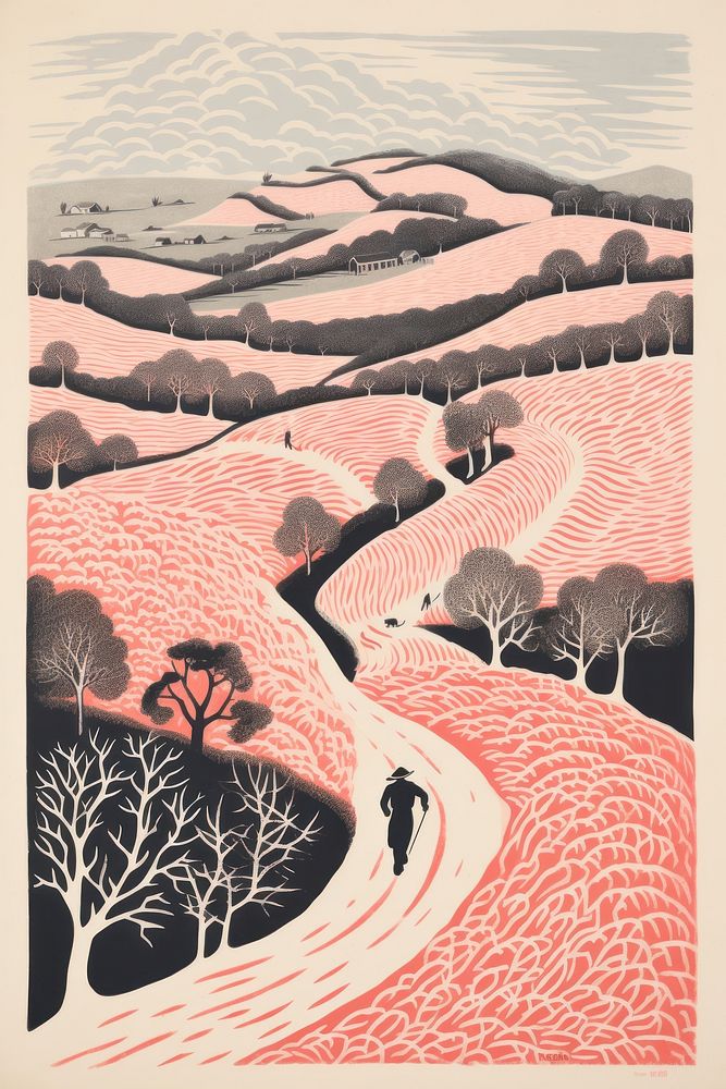 Fram countryside nature outdoors drawing. | Free Photo Illustration ...