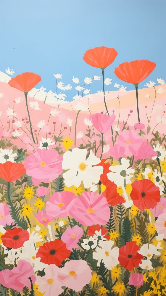 Flower field art painting outdoors. | Premium Photo Illustration - rawpixel
