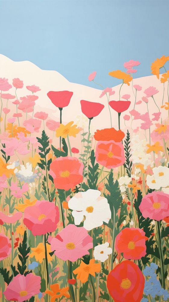 Flower field art painting outdoors | Free Photo Illustration - rawpixel