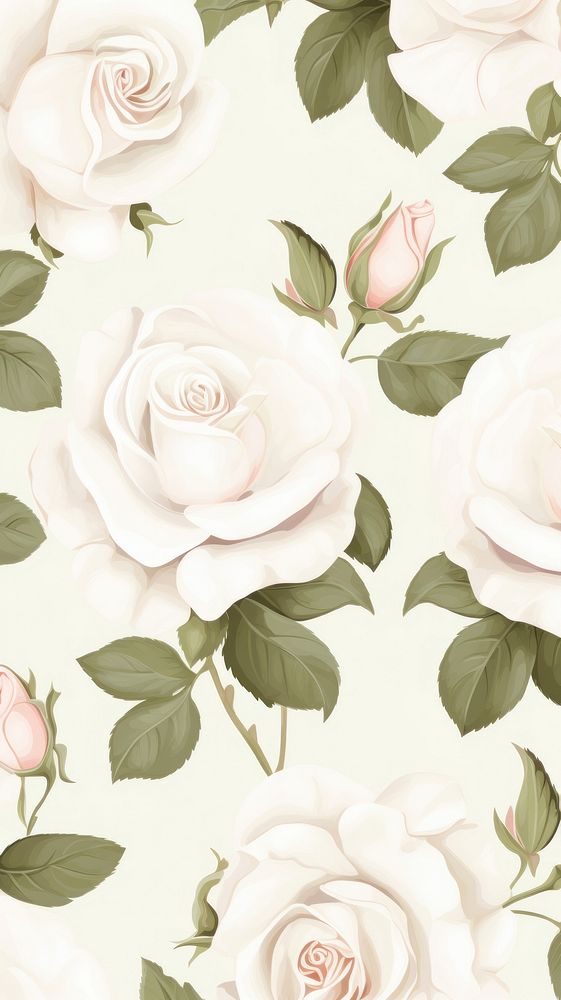 White rose pattern flower backgrounds. | Free Photo Illustration - rawpixel