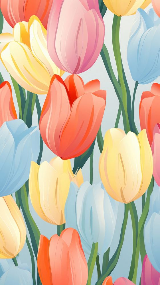 Tulip flower backgrounds pattern. | Free Photo Illustration - rawpixel