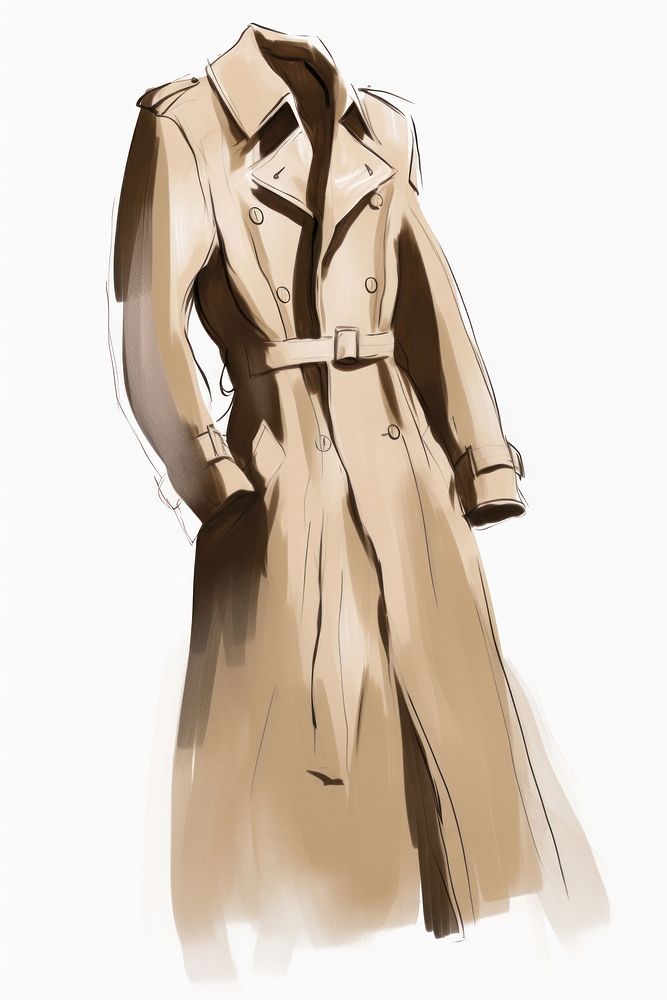 Trench coat mannequin overcoat drawing | Free Photo Illustration - rawpixel