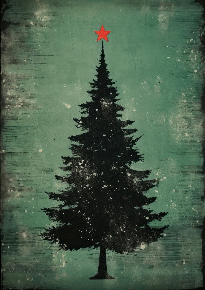 Silkscreen christmas tree plant fir | Premium Photo Illustration - rawpixel