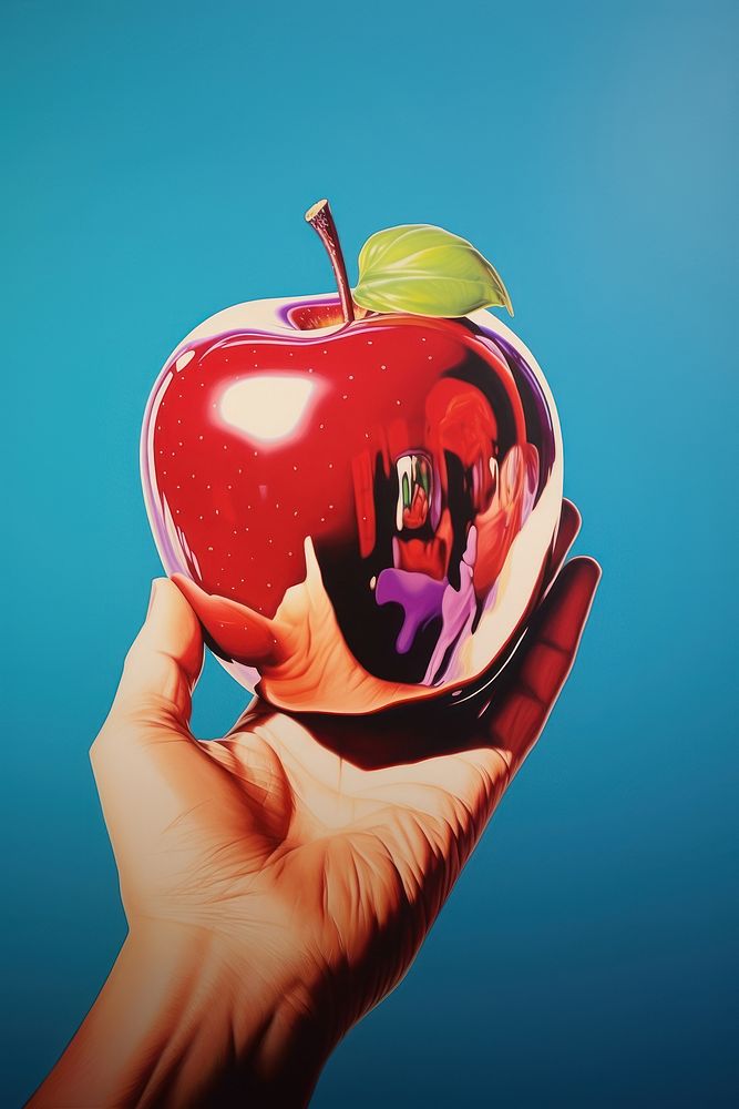 Apple holding produce fruit. | Free Photo Illustration - rawpixel