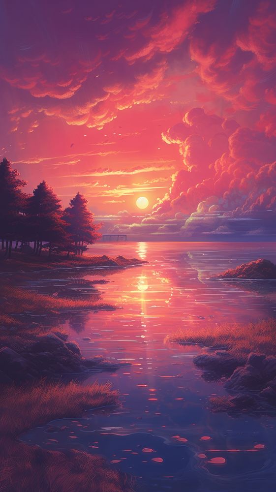 Sunset wallpaper landscape sunlight outdoors | Free Photo Illustration ...