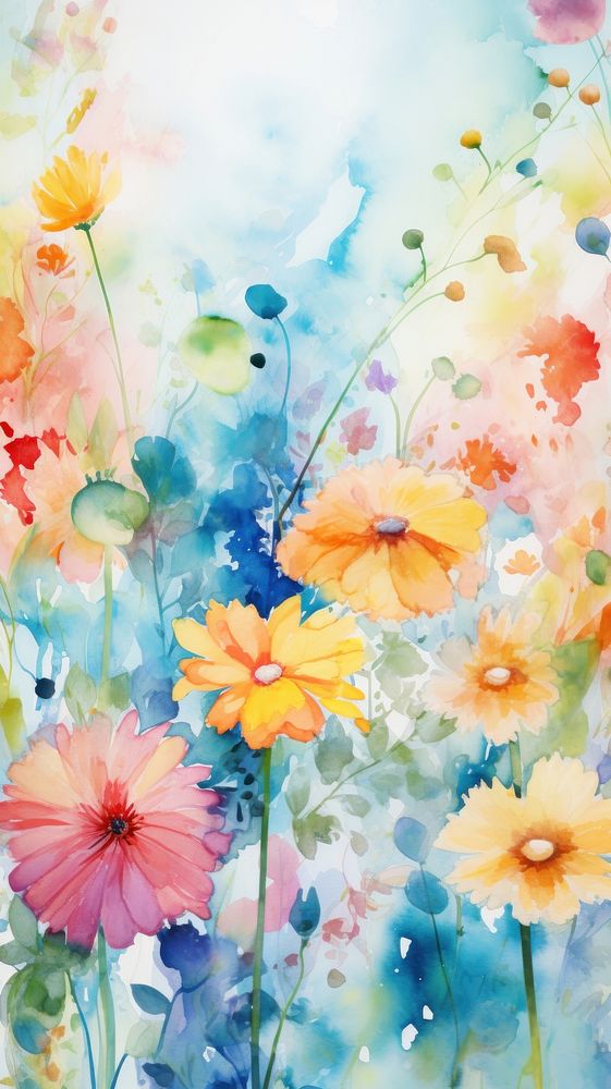 Spring flowers wallpaper abstract painting | Free Photo Illustration ...