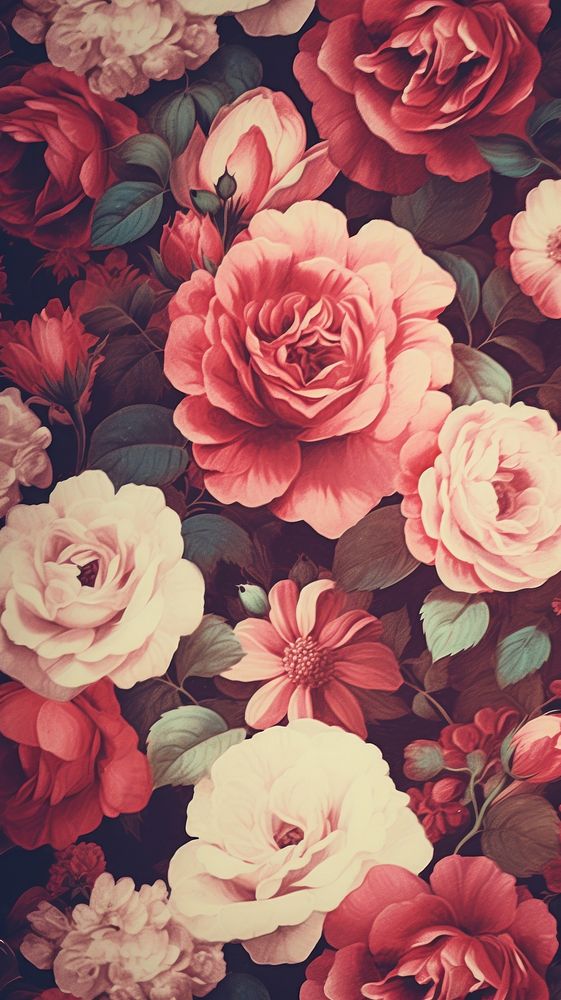 Vintage rose wallpaper backgrounds pattern | Free Photo Illustration ...
