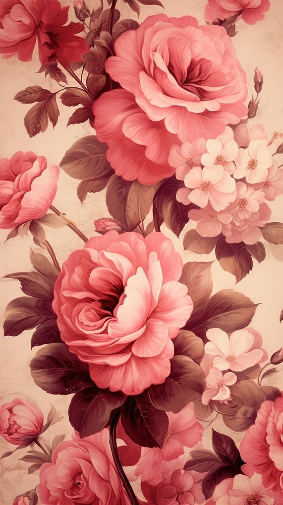 Vintage rose wallpaper backgrounds pattern | Free Photo Illustration ...