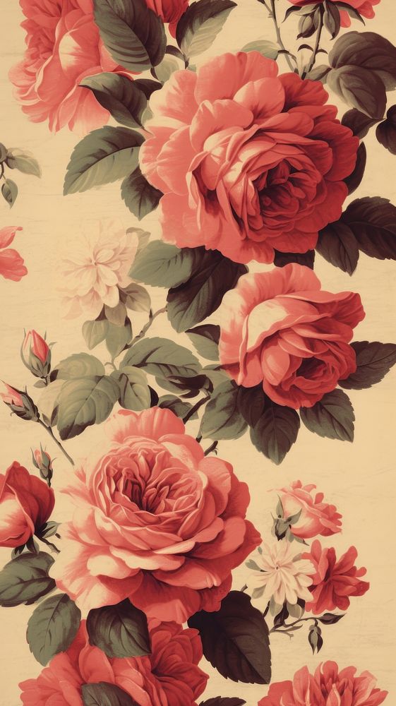 Vintage rose wallpaper backgrounds pattern | Premium Photo Illustration ...