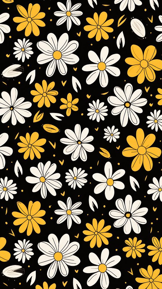 Flowers cute wallpaper pattern yellow | Free Photo Illustration - rawpixel