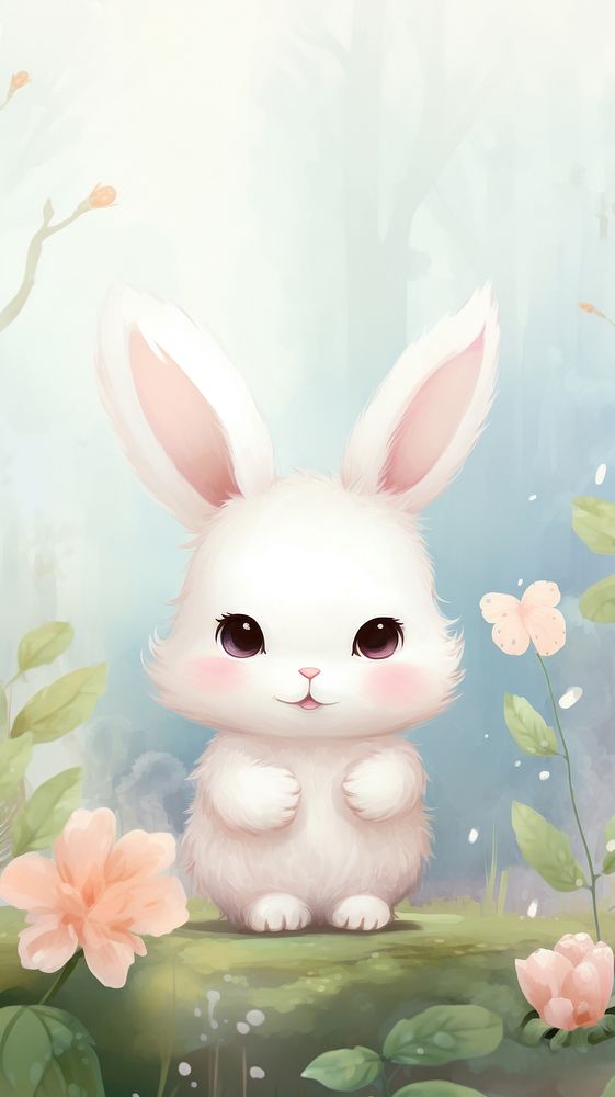 Cute bunny wallpaper cartoon animal | Premium Photo Illustration - rawpixel