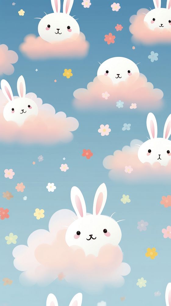 Cute bunny pattern wallpaper outdoors | Premium Photo Illustration ...