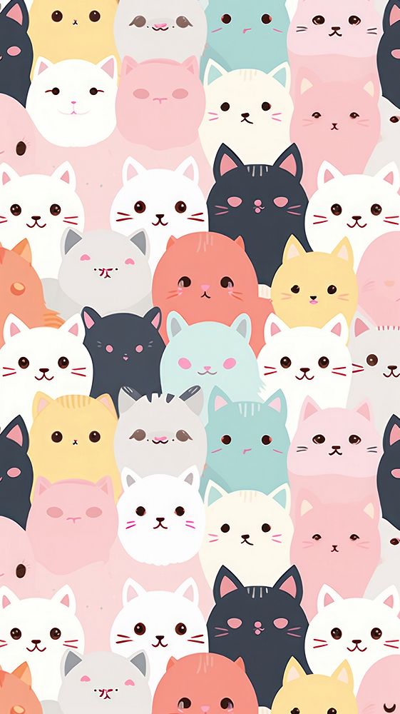 Cute cat pattern wallpaper mammal | Free Photo Illustration - rawpixel