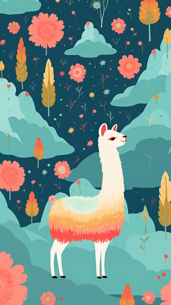 Cute lama pattern wallpaper animal | Free Photo Illustration - rawpixel