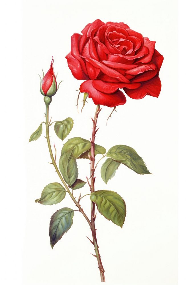 Rose flower plant white background. | Premium Photo Illustration - rawpixel
