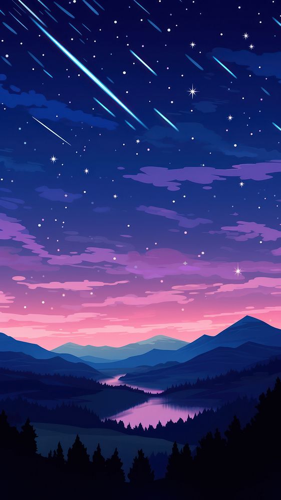 Shooting star landscape night outdoors. | Free Photo Illustration ...