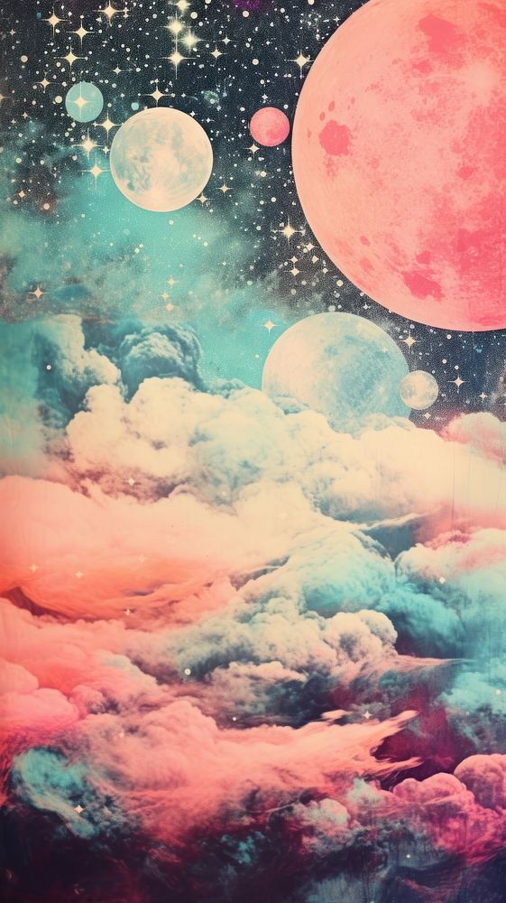 Retro dreamy galaxy background backgrounds | Premium Photo Illustration ...