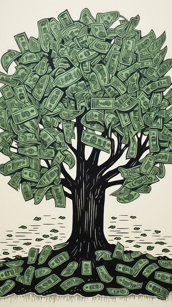 Money tree drawing dollar backgrounds | Free Photo Illustration - rawpixel