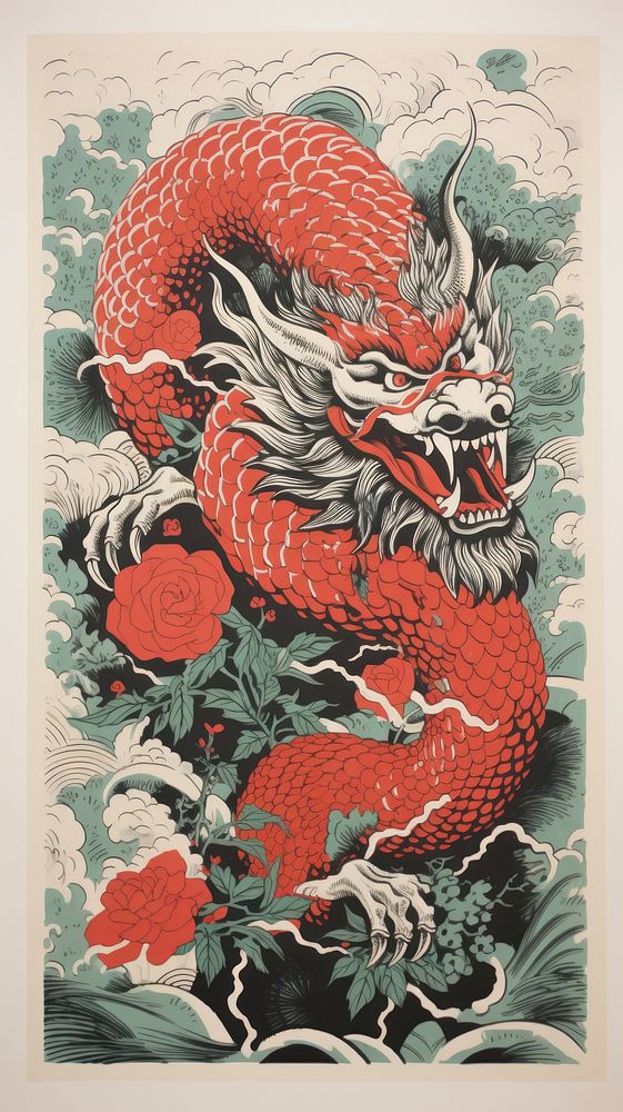 Chinese dragon dance painting drawing | Free Photo Illustration - rawpixel