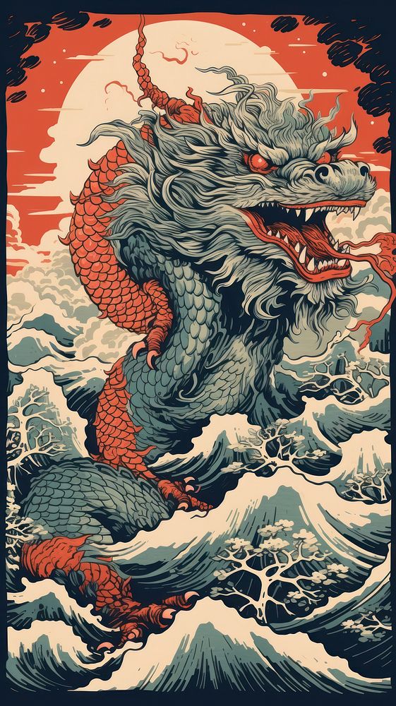 Chinese festival dragon dance drawing | Premium Photo Illustration ...