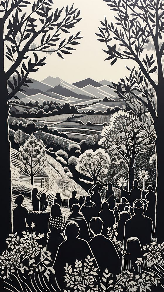 Community meeting drawing nature outdoors. | Free Photo Illustration ...