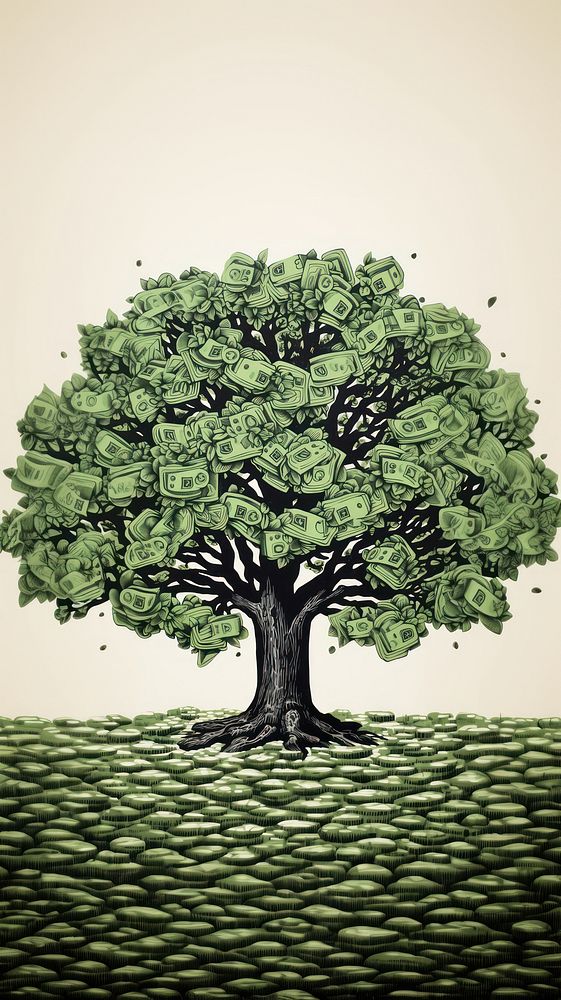 Dollar money tree drawing nature | Premium Photo Illustration - rawpixel