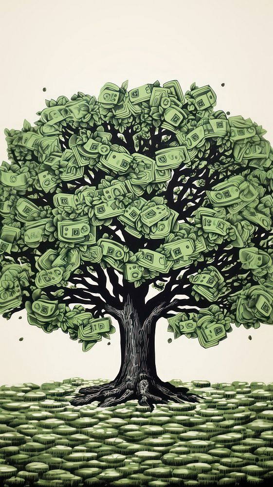 Dollar money tree drawing plant | Free Photo Illustration - rawpixel