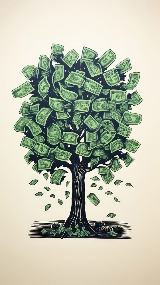 Dollar money tree drawing green | Free Photo Illustration - rawpixel