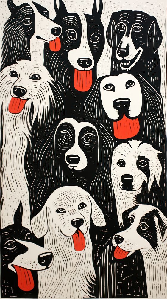 Group dogs drawing mammal animal. | Premium Photo Illustration - rawpixel