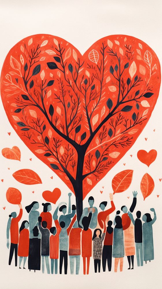 Group people holding heart drawing | Free Photo Illustration - rawpixel