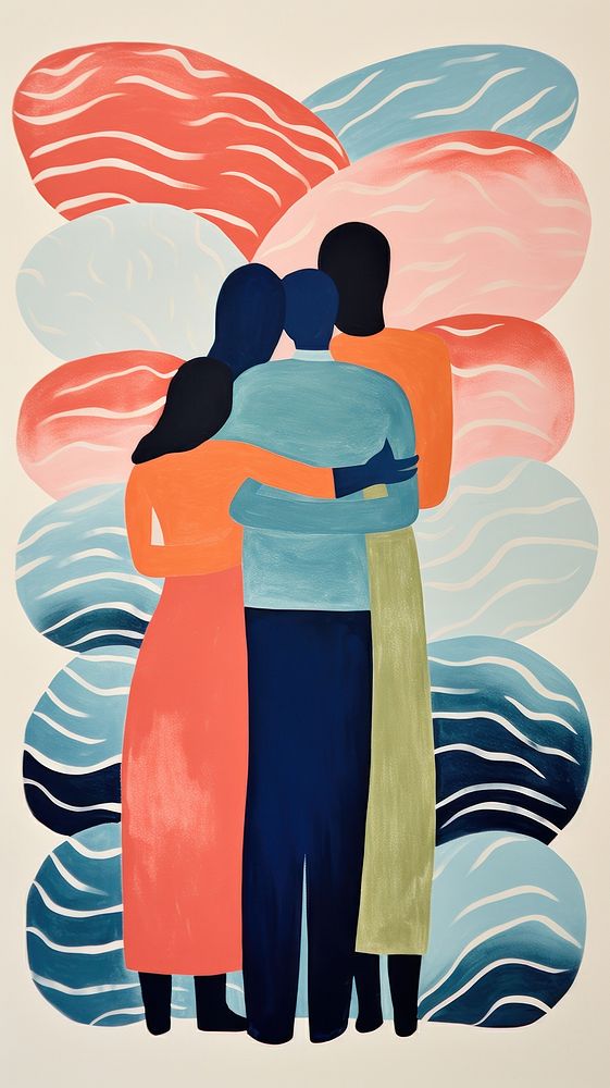 Group people hugging happiness painting | Free Photo Illustration ...