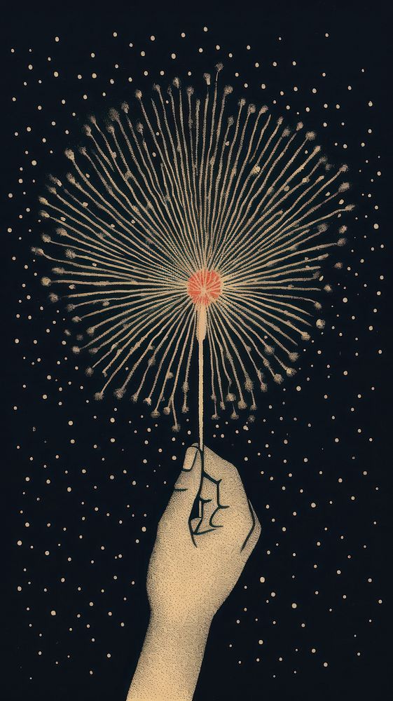Hands holding sparklers fireworks drawing | Free Photo Illustration ...