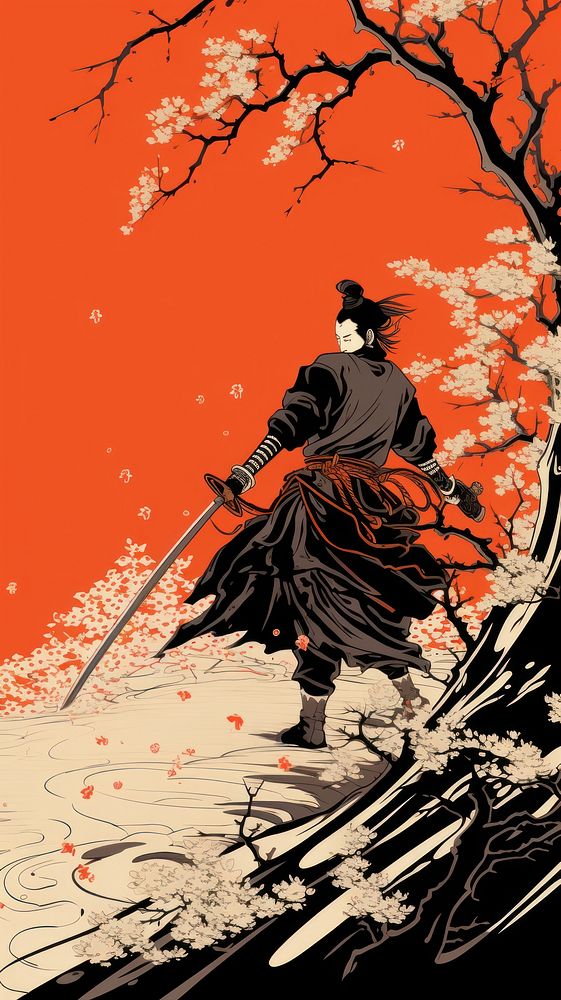 Japanese samurai nature comics sword. | Free Photo Illustration - rawpixel