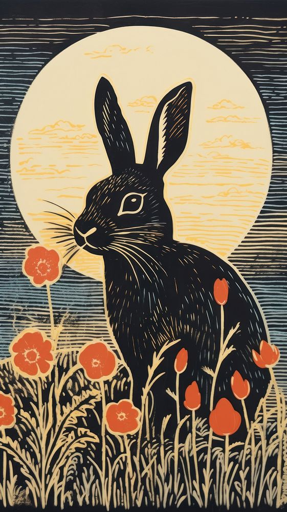 Rabbits drawing animal mammal. AI | Premium Photo Illustration - rawpixel