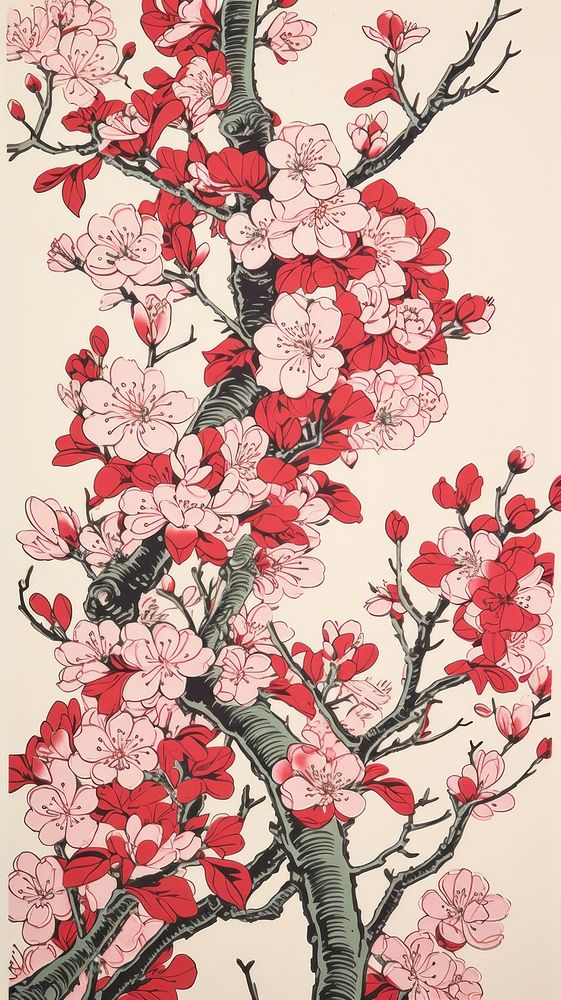 Sakura blossom pattern drawing. | Premium Photo Illustration - rawpixel