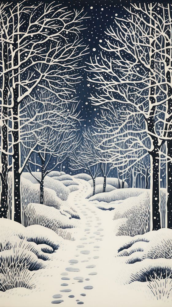 Snowing nature outdoors drawing. | Premium Photo Illustration - rawpixel