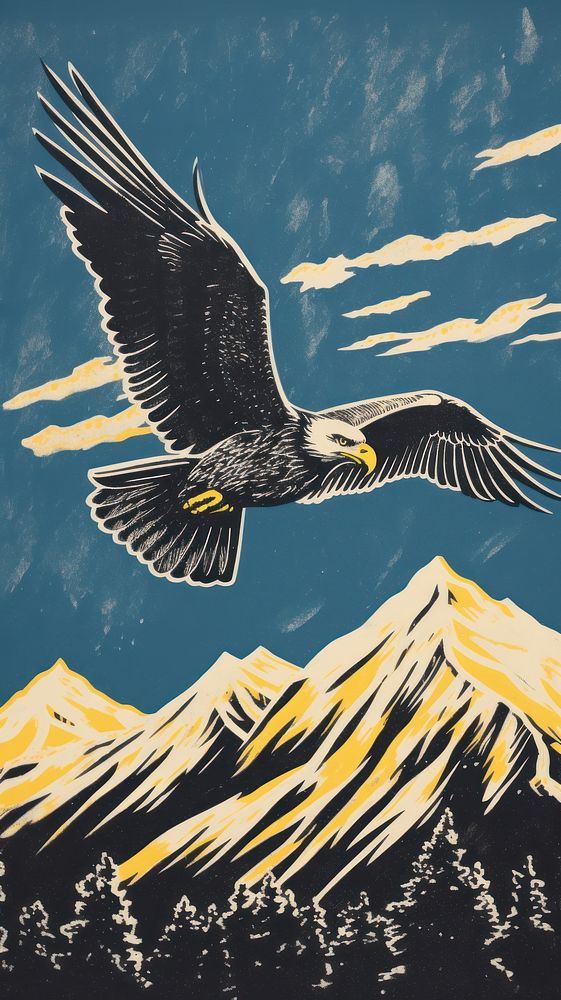 Two eagles flying drawing animal | Free Photo Illustration - rawpixel