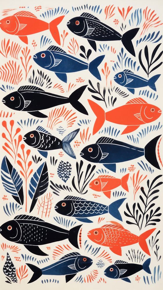 Topical fish pattern drawing animal. | Free Photo Illustration - rawpixel