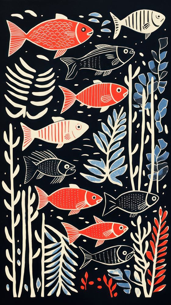 Topical fish pattern drawing animal. | Premium Photo Illustration ...
