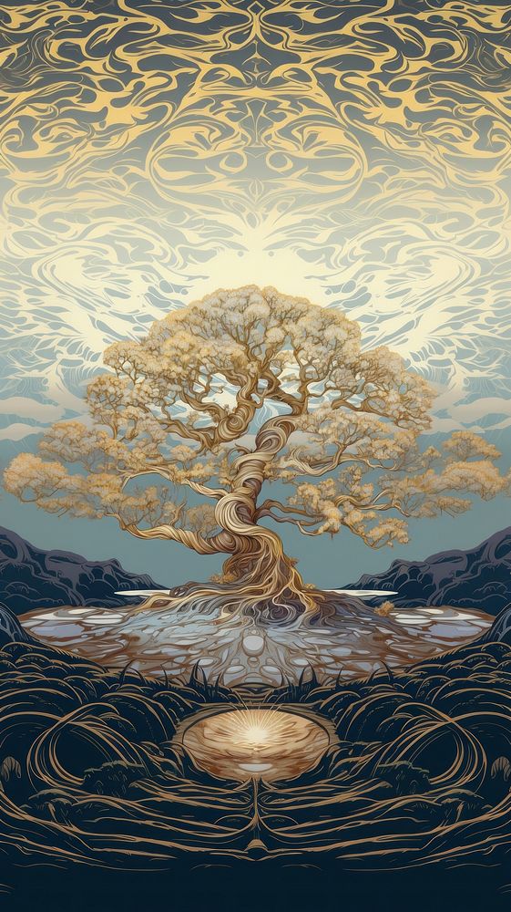 Massive tree art plant tranquility. | Free Photo Illustration - rawpixel