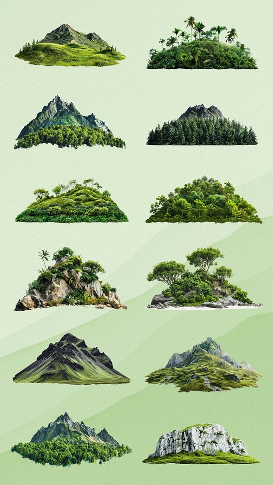 Nature mountain design element set | Free Photo - rawpixel