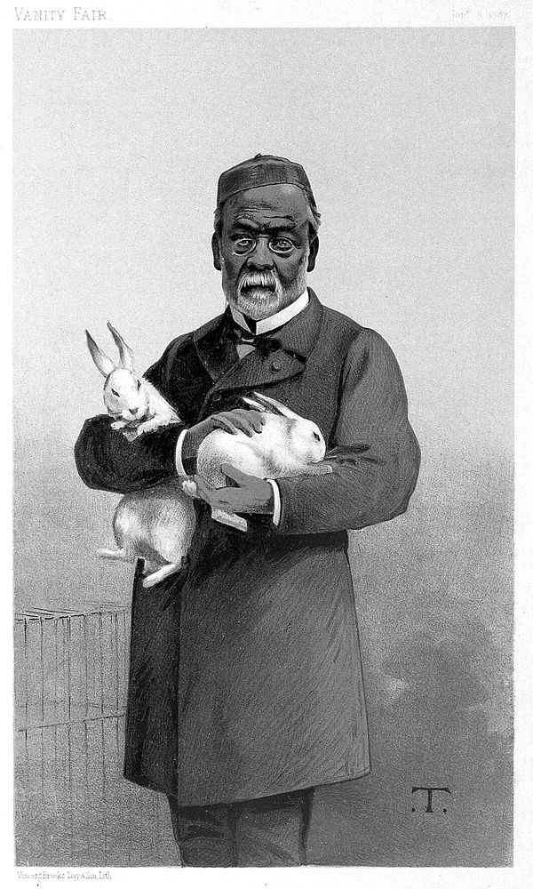Louis Pasteur, two white rabbits | Free Photo Illustration - rawpixel