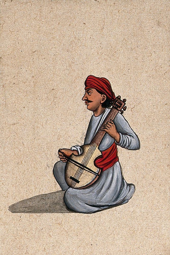 musician playing an Indian stringed | Free Photo Illustration - rawpixel
