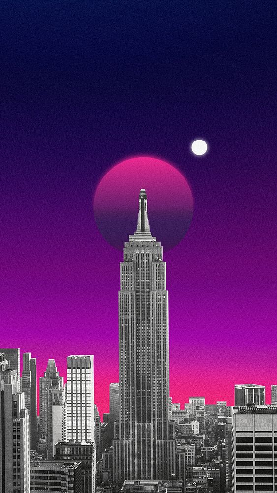 Vaporwave urban, purple iPhone wallpaper | Premium Photo Illustration ...