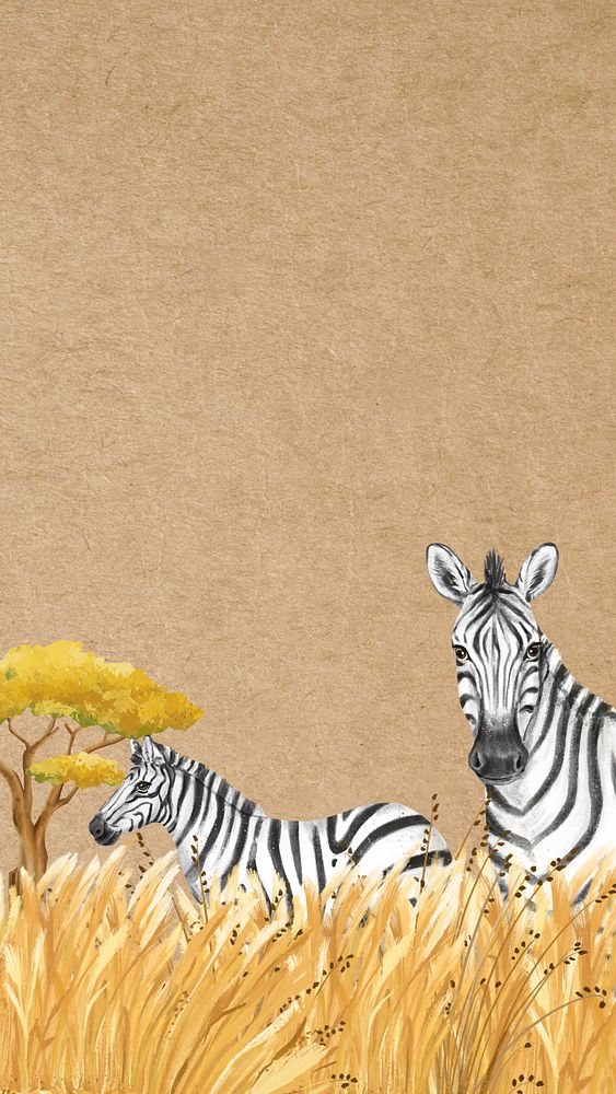 Cute zebra iPhone wallpaper, brown | Premium Photo Illustration - rawpixel