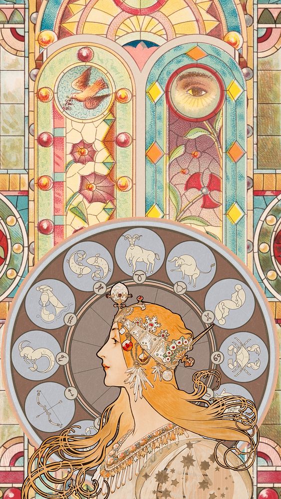 Alphonse Mucha's zodiac iPhone wallpaper, | Premium Photo Illustration ...